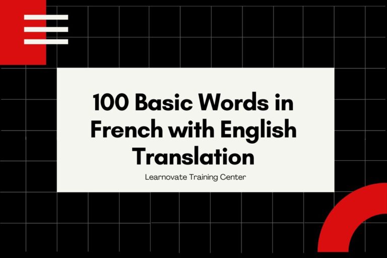100 Basic Words in French with English Translation